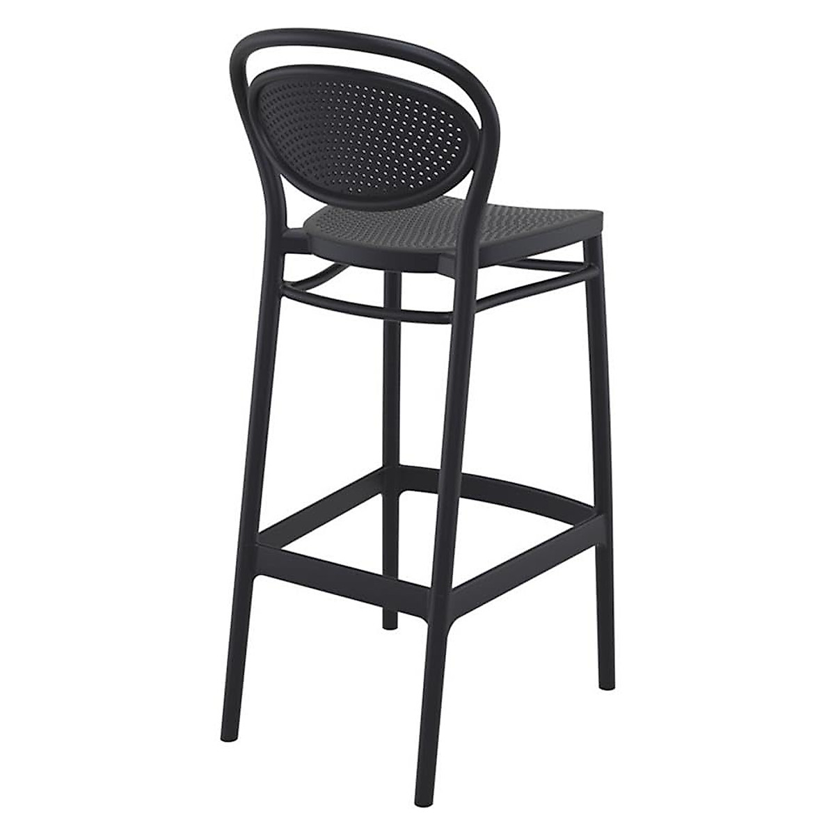 Home Square Contemporary Resin Indoor Outdoor Bar Stool in Black - Set of 2