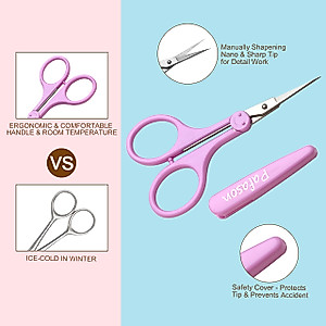 PAFASON 4" Stainless Steel Detail Craft Scissors Set with Straight & Precise Tips & Safety Cover Ideal for Scrapbooking, Paper Cutting, Sewing, Crafting, Quilting