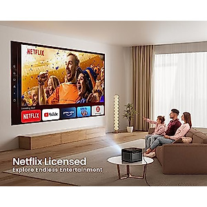 Dangbei Mars 1080p Full HD Projector, 2100 ISO Lumens Movie Projector, Native Licensed Netflix, Dual 10W Dolby Audio Speakers, Auto Focus, Auto Keystone Correction, Screen Fit, Obstacle Avoidance