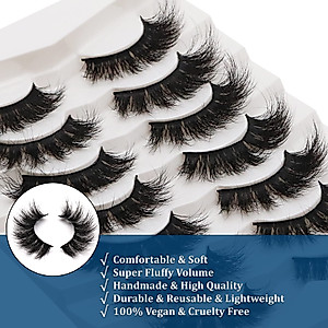 Losha False Lashes Super Fluffy Faux Mink Eyelashes Dramatic Long and Full Fake Eyelashes 7 Pairs Pack Volume Lashes