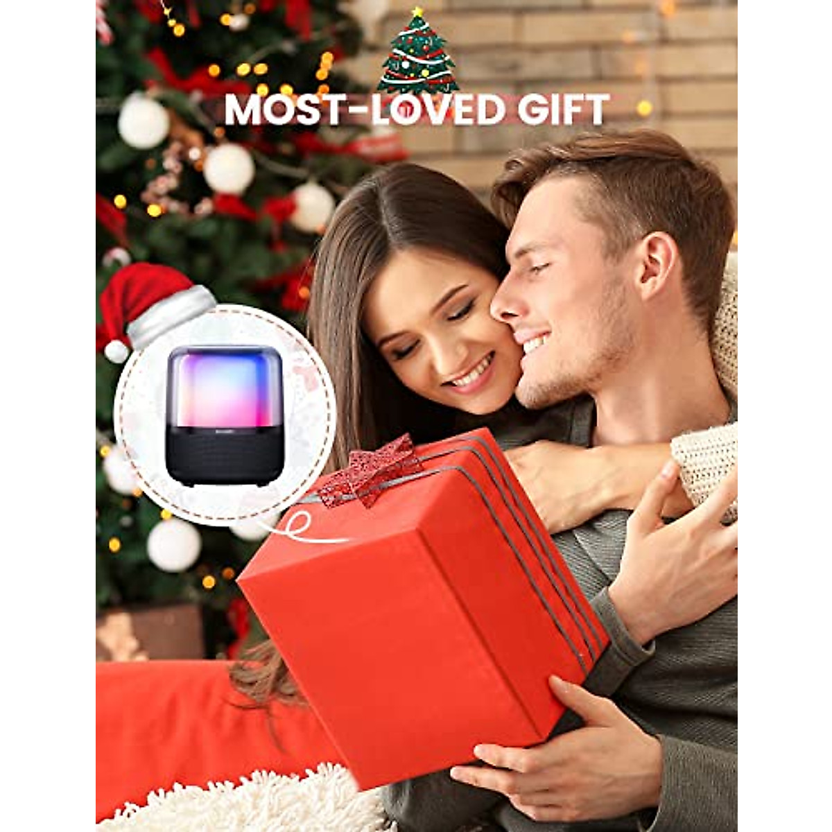 50W Subwoofer Bluetooth Speaker, Night Lights Speaker with Beat-Driven Light Show, True Wireless Stereo Pairing/Aux/TF Card, 24Hrs Playtime, Punchy Bass Loud for Party Home, Decoration Gift Lamp