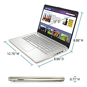 HP 2022 Newest Stream 14" HD Laptop, Intel Celeron N4020(up to 2.8GHz), 8GB RAM, 128GB Space(64GB eMMC+64GB Card), 1-Year Office 365, WiFi, HDMI, USB-C, Webcam, Bluetooth, Windows 10S, Gold+JVQ MP