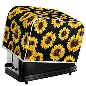 FOR U DESIGNS Bread Machine Cover Yellow Sunflowers Print Toaster Oven Cover Fashion Durable Bread Maker Cover Toaster Dust Cover 2 Slice Kitchen Small Appliance Covers Washable