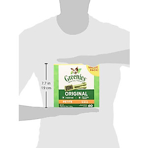 GREENIES Original Petite Natural Dog Dental Care Chews Oral Health Dog Treats, 36 oz. Pack (60 Treats)