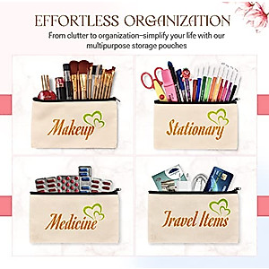 Cruleen 10 Pack Blank DIY Craft Bag Canvas Zipper Pouch Blank Makeup Bag – Beige Canvas Pouch Multi-Purpose Toiletry Bag Perfect for Stationary, HTV & Valentine Party Favors 8.3 × 4.7 Inch