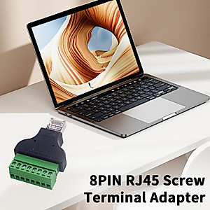 Poyiccot RJ45 Screw Terminal Adapter/Network RJ45 Ethernet Adapter, RJ45 Breakout Board / 8p8c Male to 8 Pin AV Terminal Screw Adapter Converter Block Plug for CCTV, Cat5, Cat6 (2pack)