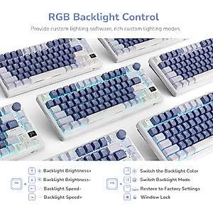 RK ROYAL KLUDGE M75 Mechanical Keyboard with OLED Smart Display and Volume Knob, 2.4G/USB-C/BT Gasket Mounted 75% Layout Wireless Gaming Keyboard with 81 Keys, RGB Backlit Hot-Swap Fast Silver Switch