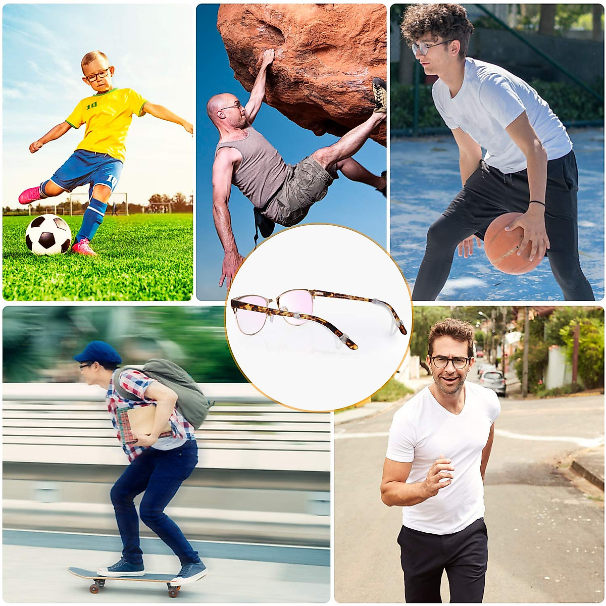 SMARTTOP Eyeglasses Ear Grips Sleeve-Upgrade anti-slip Silicone Eyeglasses Temple Tips Sleeve Retainer-Sleeve with Hook design-Soft and comfort Glasses Ear hooks 6Pairs (WHITE)