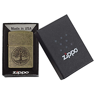 Zippo "Tree of Life Pocket Lighter, Antique Brass, One Size (29149)