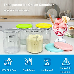 CUTIECLUB Pack of 4 Ice Cream Pint Containers 24oz and Lids for Ninja Creami NC500 NC501 Series Deluxe ice Cream Makers, Replacement Cups BPA-Free & Dishwasher Safe