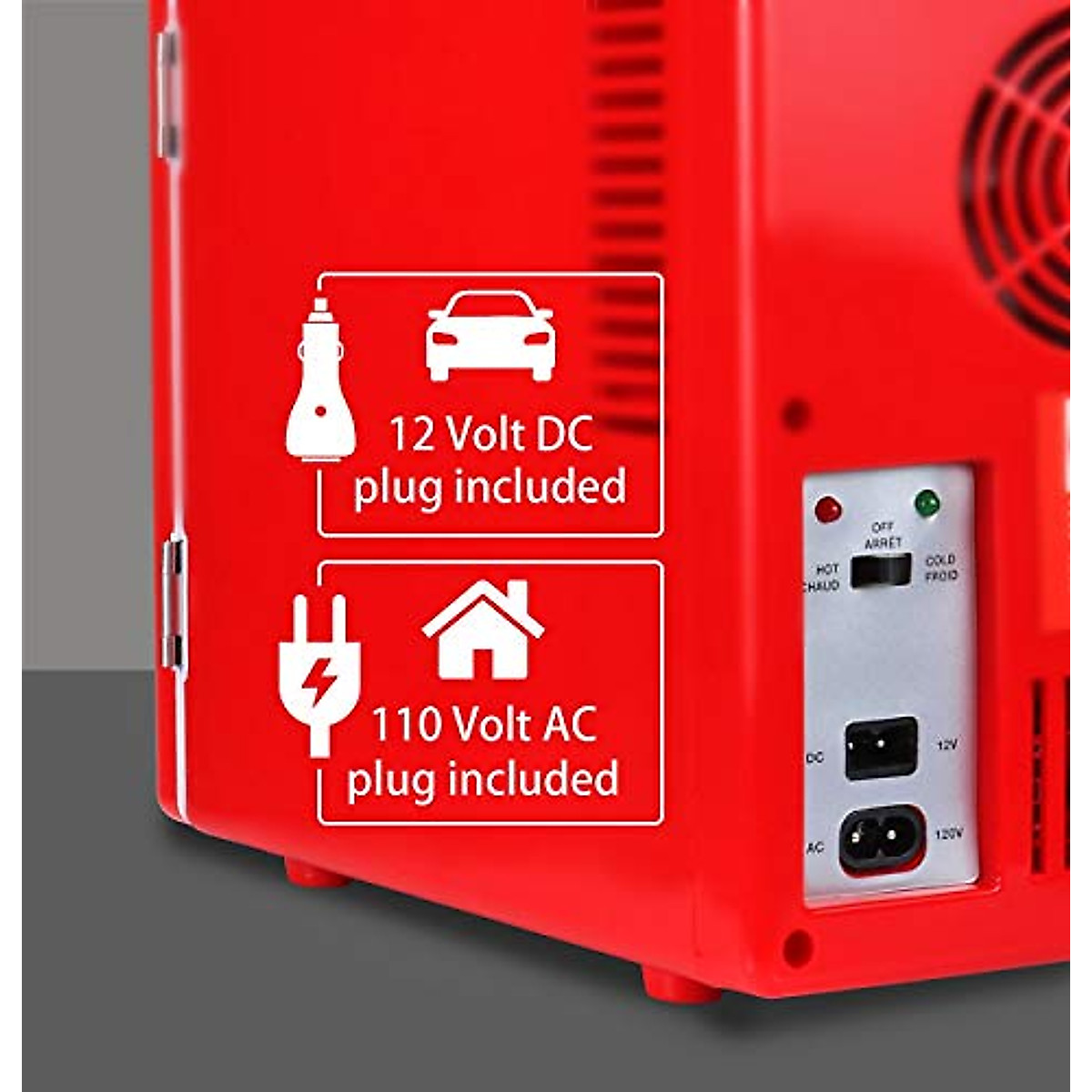 Coca-Cola 4L Portable Cooler/Warmer, Compact Personal-Travel-Fridge for Snacks Lunch Drinks Cosmetics, Includes 12V and AC Cords, Cute Desk Accessory for Home Office Dorm , Red, Polar Bear
