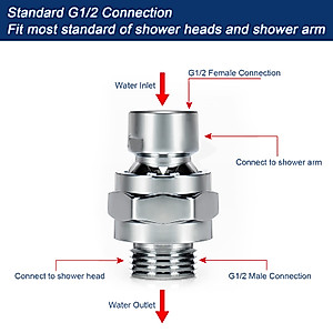 NearMoon Shower Head Swivel Ball Adapter - Solid Brass Shower Connector Ball Joint Adjustable Universal Shower Arm Extension Component (Chrome Finish)