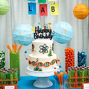 Science Happy Birthday Cake Topper - Mad Scientist Chemistry Theme Party Decor - Kids Boy Girl Baby Shower Glitter Party Decorations Supplies-LIANGSS