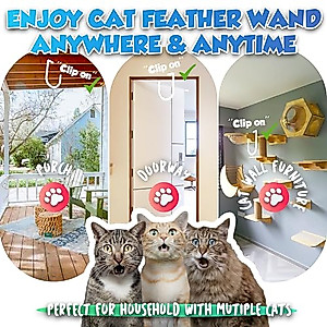 LEKEWPET Retractable Cat Feather Toys, 7PCS Refills with Bell, Interactive Doorway Hanging Teaser Toys for Indoor Cats. Kitten Play Exercise Feather Teaser Toys.