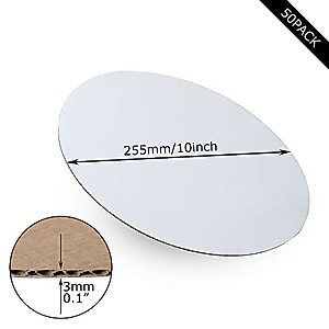 ZOEYES 50 PCS 10 inch Cake Board Round Cake Circles Cake Base Cardboard Cake Boards for Cake Pizza Decorating Supplies