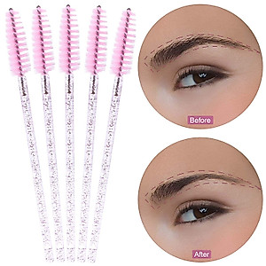 200 Mascara Wands Disposable Eyelash Brush Spoolies，Eye Lashes Eyebrow Extension Applicator Pink Black Tbestmax