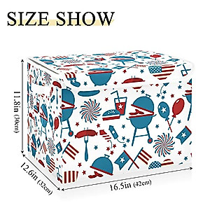 Fourth July Party Storage Bins with Lids Collapsible Storage Box Basket with Lid Closet Organizer Containers Storage Boxes for Organizing for Laundry Room School Office Cars