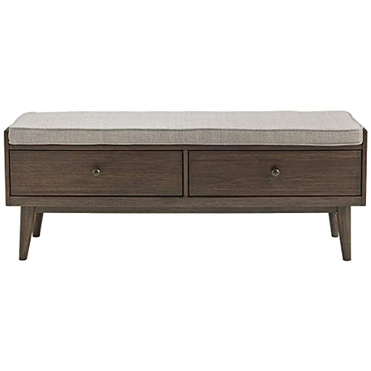 Signature Design by Ashley Chetfield Upholstered Mid-Century Modern Storage Bench, Brown