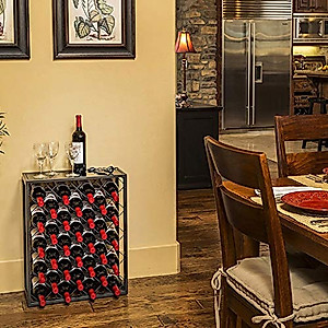 Creative Simplicity 23 Bottle Wood Wine Rack Home Bar Storage Display Shelves Kitchen Decor Modern Wood Wine Racks J1030, PIBM