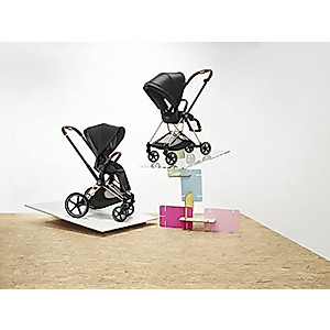 Cybex Mios 2 Complete Stroller, One-Hand Compact Fold, Reversible Seat, Smooth Ride All-Wheel Suspension, Extra Storage, Adjustable Leg rest, True Red Seat with Chrome/Brown Frame
