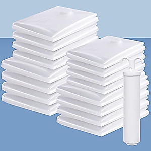 Vacuum Storage Bags, OFFSIR 16-Pack Vacuum Sealer Bags Space Saver Bags Compression Bags for Comforters Blankets Bedding,Vacuum Seal Bags for Clothes with Hand Pump-4 Jumbo,4 Large,4 Medium,4 Small