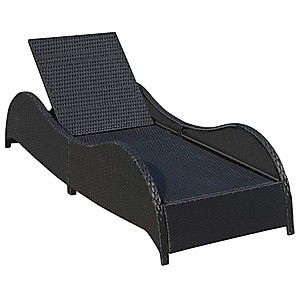vidaXL Sun Lounger with Cushion, Black Poly Rattan - Stylish and Comfortable Patio Furniture with Adjustable Backrest and Weather-Resistant Material