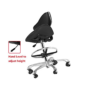 Kaleurrier Ergonomic Drafting Chair with Back Support,Multi-Functional Height Adjustable Swivel Rolling Stool,Multi-Purpose Home Office Desk Chair (White)