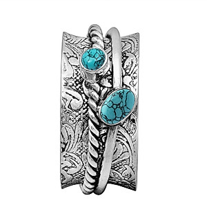 Spinner Ring !! 925 Sterling Silver Blue Turquoise Meditation Ring, Anxiety Ring, Fidget Ring, Anti Stress Ring, Worry Band (6.5)