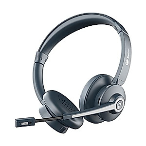 Wireless Headset For Computer, Bluetooth Headset With Microphone Mute Ai Noise Canceling, Handsfree On-Ear Wireless Headphones Ms Teams/Skype/Zoom/Office/Remote Work/Class, 28H Playtime|Dual Connect