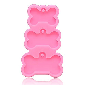 Diarypiece Pet Dogs Cats Tag Bone Shaped Keyring Epoxy Resin Mold,Key Chain Pendant Silicone Mould