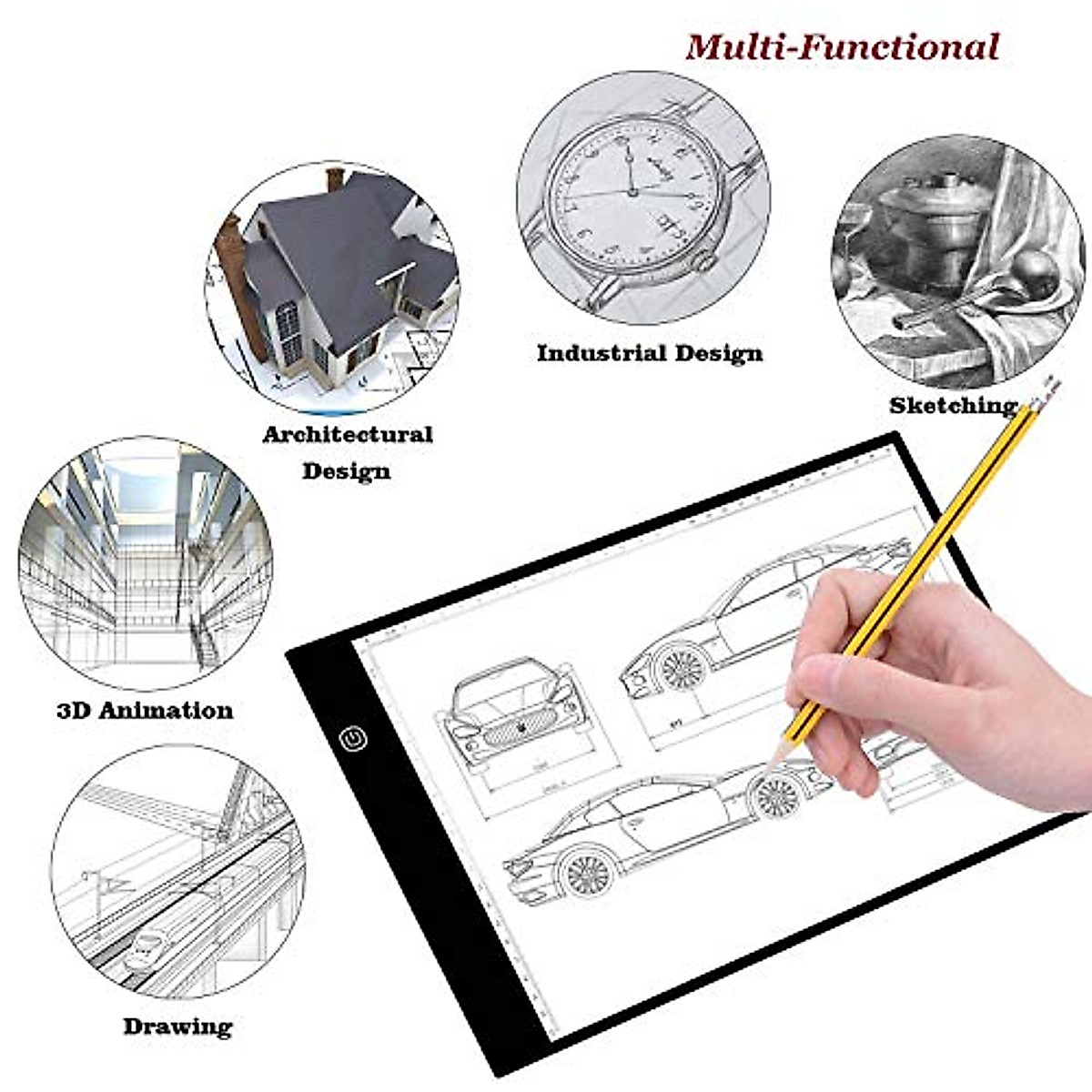 A4 Tracing Light Box Portable LED Light Table Tracer Board Dimmable Brightness Artcraft Light Pad for Artists Drawing 5D DIY Diamond Painting Sketchin