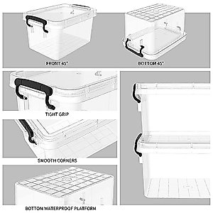 Cetomo 3.2Qt*12 Plastic Storage Bins, Storage Box, 12 Pack, Organizing Container with Durable Lids, Secure Latching Buckles, Stackable and Nestable, No-Frills, Clear
