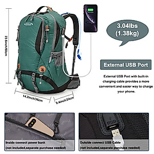 G4Free 50L Hiking Backpack Waterproof Daypack with 2L BPA Free Bladder for Outdoor Camping Climbing Backpack with Rain Cover