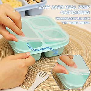 DESLON Kids Bento Box 6 Pack, 3 Compartment Snack Containers, Meal Prep Containers Reusable Lunch Containers for Kids Toddler Adults, Small Bento Snack Box for School, Work and Travel