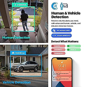 Amcrest Dual-Lens 4K (8MP) Outdoor Security POE Camera, 2 x 4MP Lenses PoE AI Turret IP Camera, 131ft Night Color, Human/Vehicle Detection, Panoramic 180° FOV, 2 x 4MP@25fps IP8M-FCT2999EW-AI (White)