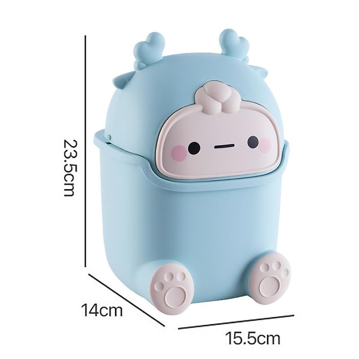 Mini Trash Can, Cute Cartoon Mini Wastebasket Trash Can with Swing Lid Reusable Plastic Small Wastebasket Tiny Desktop Waste Garbage Bin(Pink)