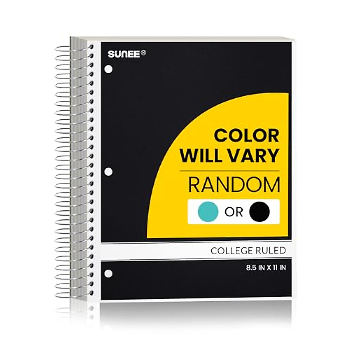 SUNEE Color Will Vary 5 Subject Notebook College Ruled - 200 Sheets, 8.5"x11", 4 Pocket Dividers, 3-Hole Punched Paper