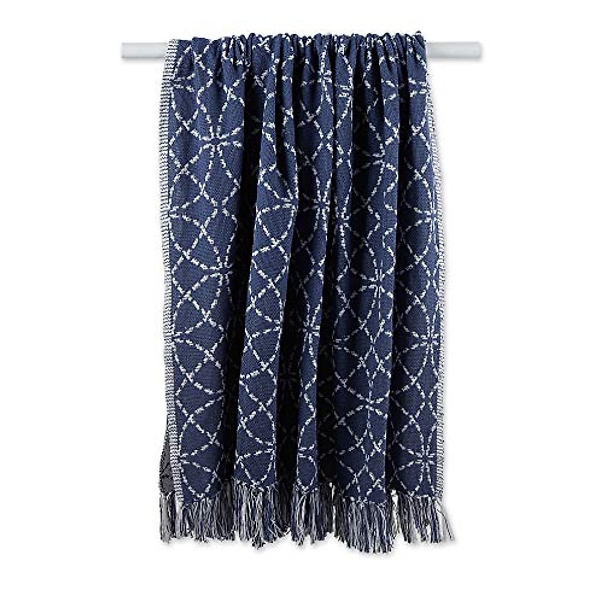 DII French Blue Concentric Circles Throw with Fringe, 50x60