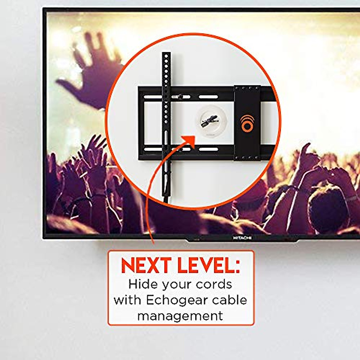ECHOGEAR Low Profile Fixed TV Wall Mount for TVs Up to 80" - Holds Your Only 1.25" from The Pull String Locking System Easy Cable Access Big Hardware Assortment Simple Install