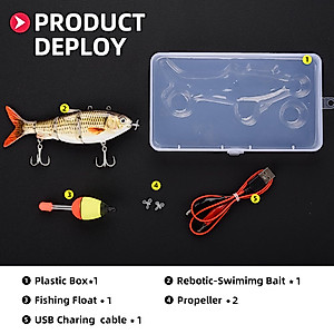 Robotic Swimming Fishing Electric Lures 5.12" USB Rechargeable LED Light Wobbler Multi Jointed Swimbaits Hard Lures Fishing Tackle (Common Shad2(Upgrade 2023))