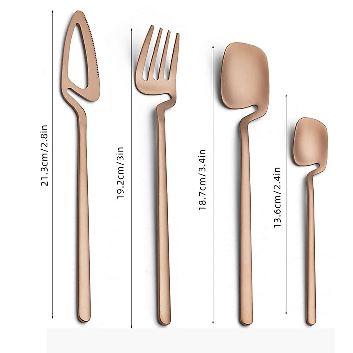 Gold Silverware Set for 8, Unique Modern Stainless Steel Cutlery Flatware Set，40 Pieces Unique Kitchen Utensil Sets with Steak Knives, Tableware Set for Home Kitchen Restaurant Hotel (Color : 16 Pi