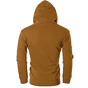 Ohoo Mens Slim Fit Lightweight Zip Up Hoodie with Pockets Long Sleeve Full-Zip Hooded Sweatshirt/DCF002-CAMEL-M