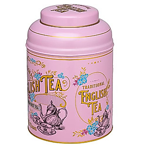 New English Teas Vintage Victorian Tea Tin in Pink with 240 English Breakfast Teabags