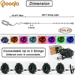 Pooqla Green String Lights St Patrick's Day Decoration, 200 LED 66 ft Indoor Outdoor LED Green Lights, 8 Modes Twinkle Fairy Lights for Yard Patio Wedding Party St Patrick's Day Decoration