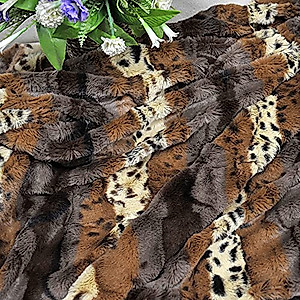 Home Soft Things Animal Printed Double Sided Faux Fur Throw, 50" x 60'', Brushed Leopard Heavy Warm Soft Stripe Throw Blanket for Kids Adults Great Gifts