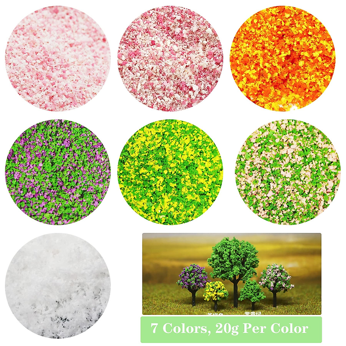 Woohome 18 Color Tree Powder Model for DIY Miniature Model Shrub Bushy Tuft, DIY Model Trees Basing Material Kit, Building Model Railway Fairy Garden Diorama Scenery