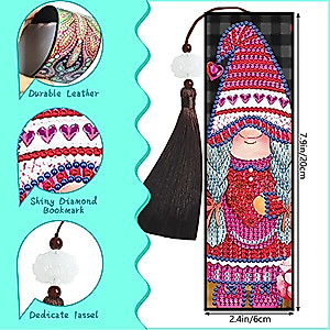 sikiwind Diamond Painting Bookmark, 5D DIY Tassel Bookmark Mosaic Embroidery Craft Bookmark Special Shaped Diamond Painting Creative Leather Bookmarks with Tassel