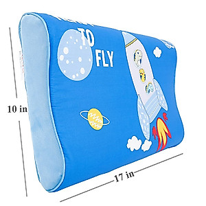 Latex Pillows for Sleeping, 17X10X2.3 inch Latex Pillow with Pillowcase, Latex Pillows Organic Cotton Cover, Soft, Breathable Bed Pillow, Washable Zippered Soft Cover (Blue)