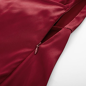 GRACE KARIN Women's Satin Sleeveless Cowl Mock Neck Cocktail Dress Keyhole Tie Elastic Waist Party Wedding Guest Midi Dress Wine L