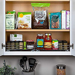 Pull Out Cabinet Organizer for Spices, Cans - Heavy Duty with Lifetime Limited Warranty - Pull Out Spice Rack- Chrome 12-3/8"Wx 10-1/2"D x 2-3/4” H Cabinet Pull Out Shelf for Cans, Dishes, Etc.